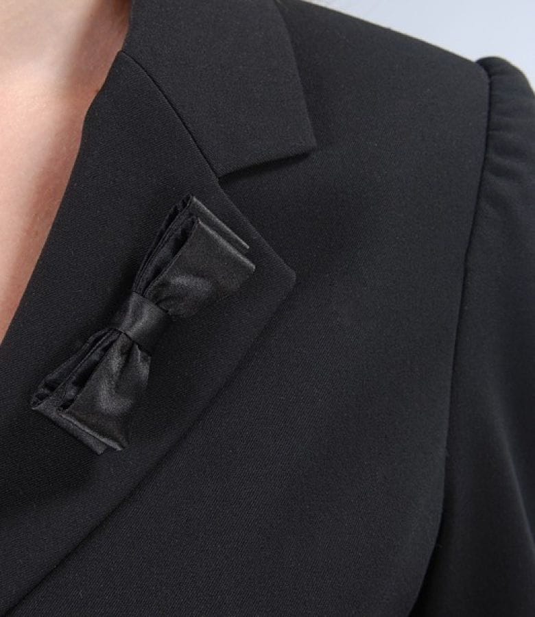Sacou office negru cu garnitura saten negru - YOKKO