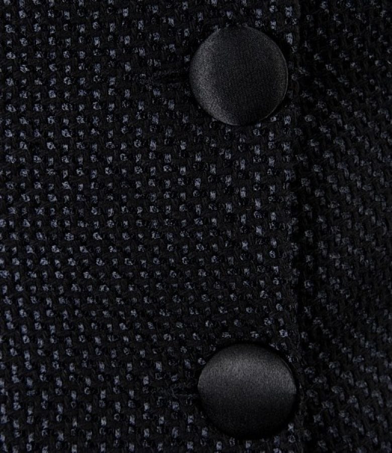 Sacou elegant negru cu lana virgina si garnitura de saten negru - YOKKO
