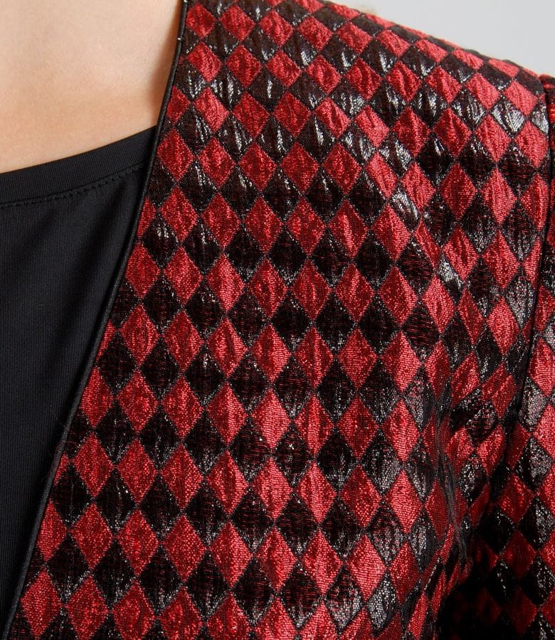 Sacou elegant din brocart si saten elastic grena-negru - YOKKO