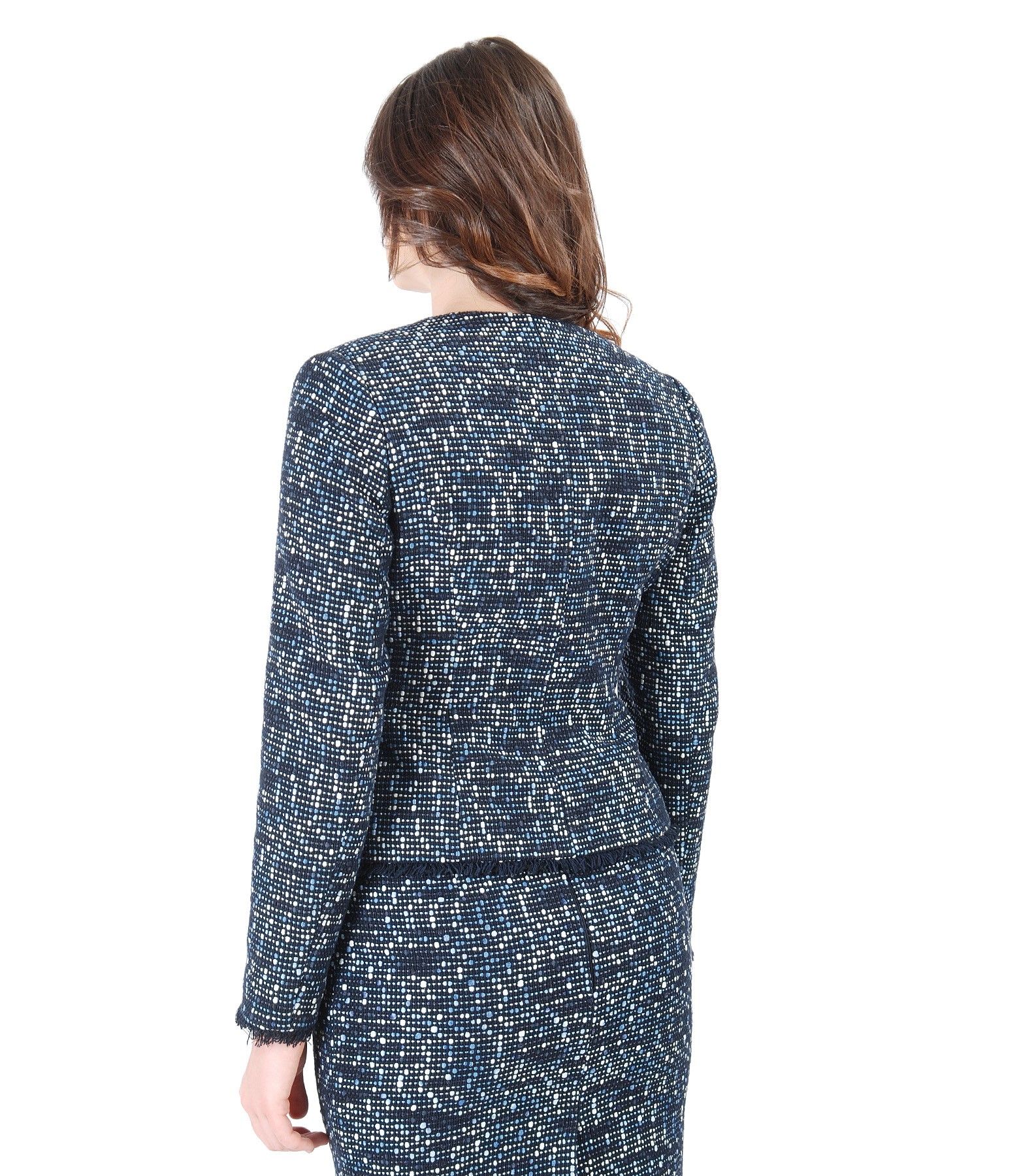 Sacou elegant din bucle multicolor bleumarin - YOKKO