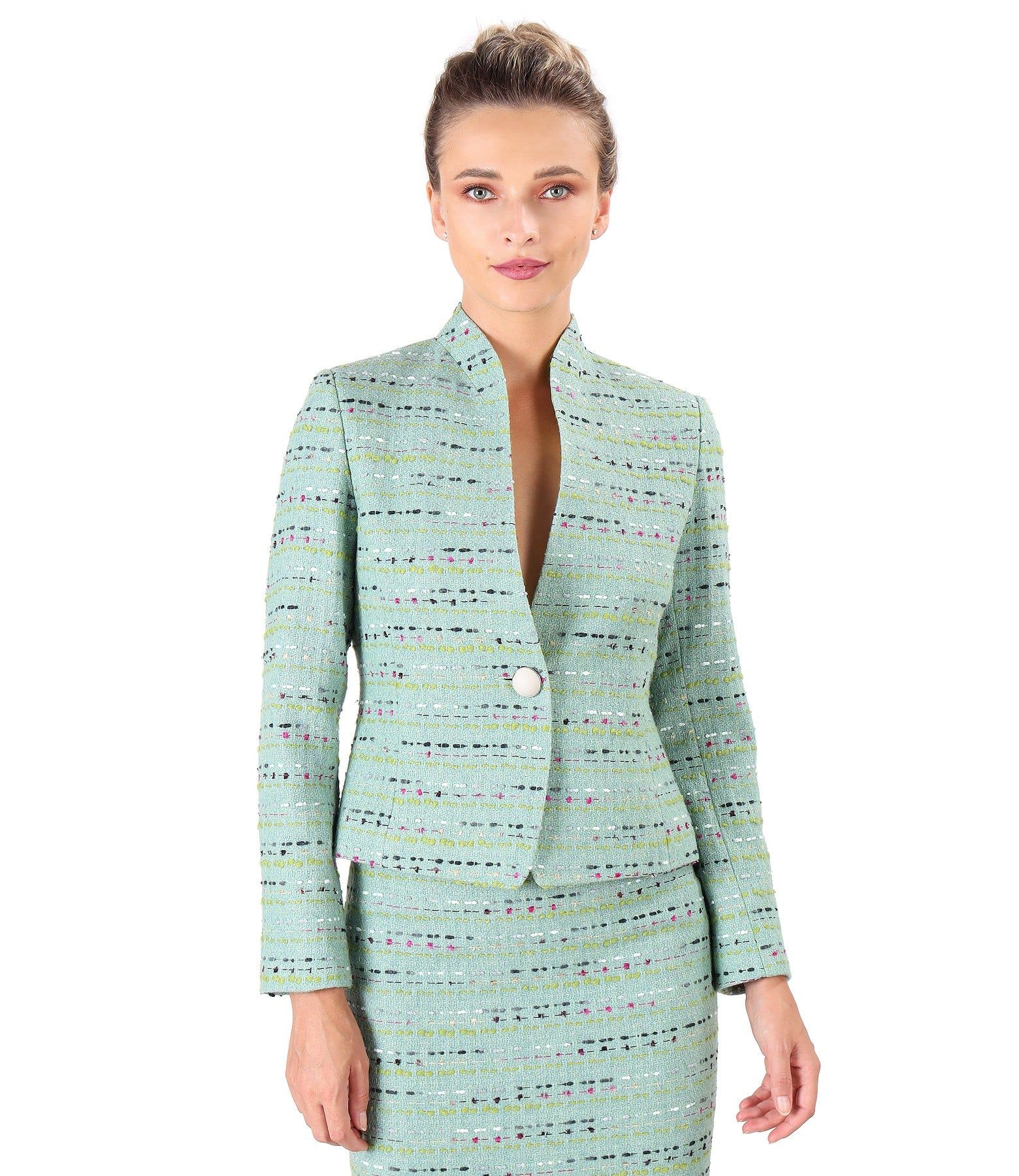Sacou din bucle multicolor de lana verde praz - YOKKO