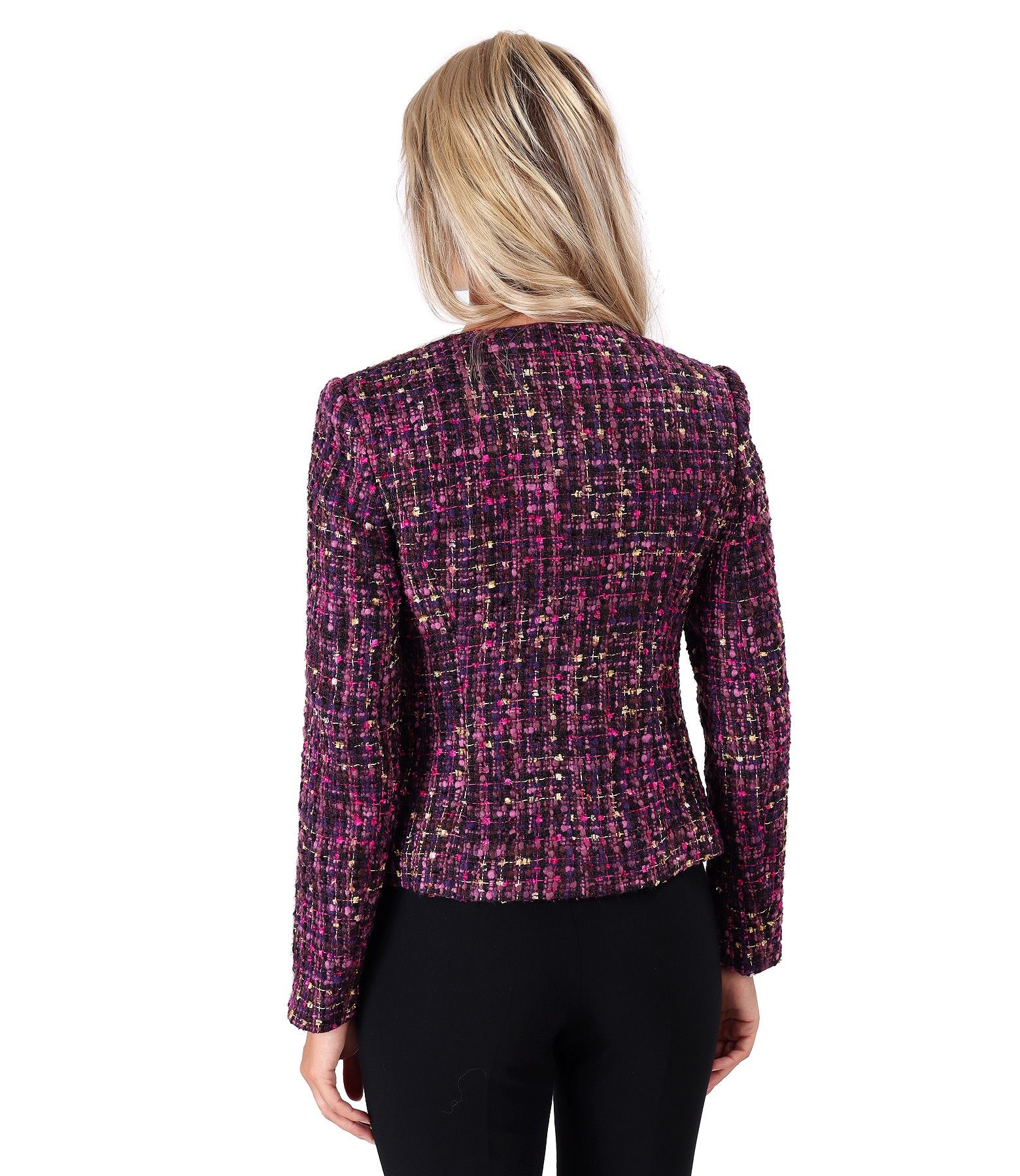 Sacou elegant din bucle multicolor cu lana mov - YOKKO