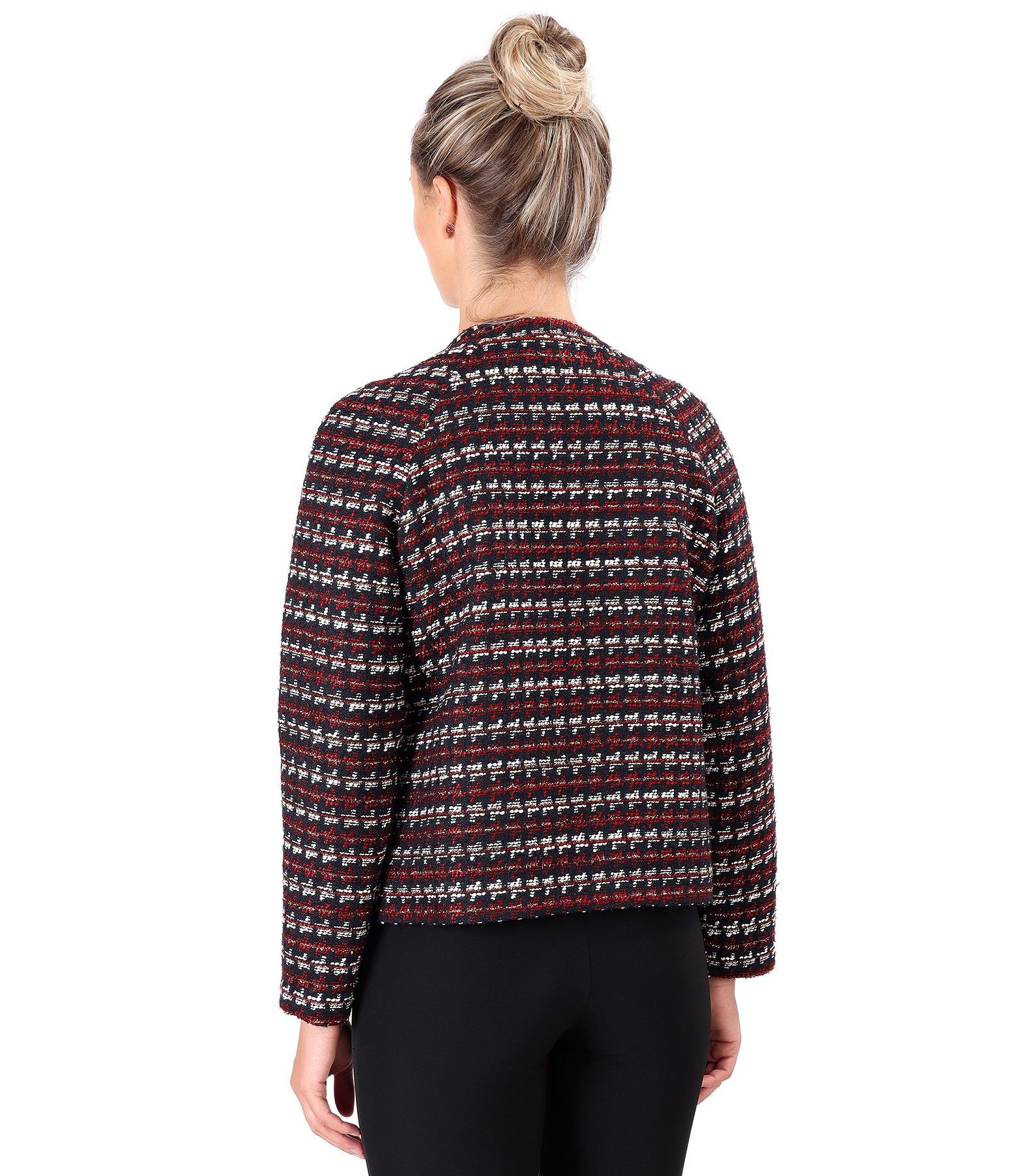 Sacou elegant din bucle multicolor negru - YOKKO