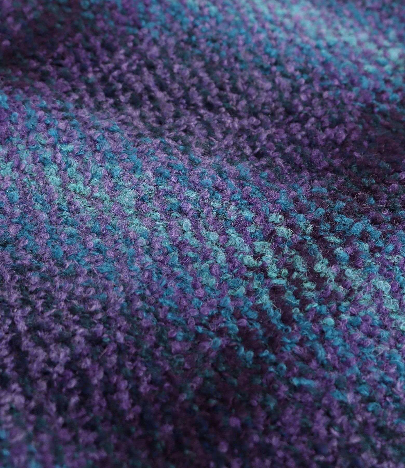 Sacou elegant din bucle gros multicolor cu lana si alpaca bleumarin - YOKKO