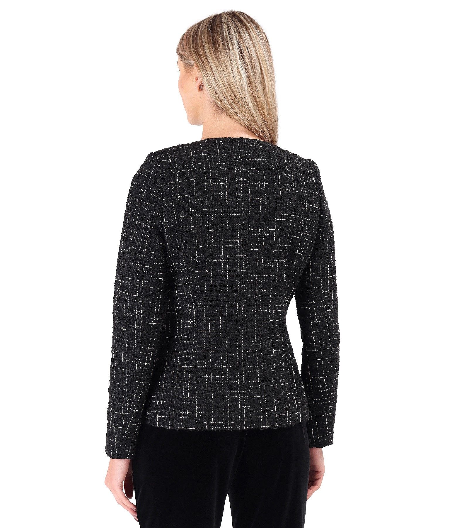 Sacou elegant din bucle cu bumbac si fir metalic negru - YOKKO