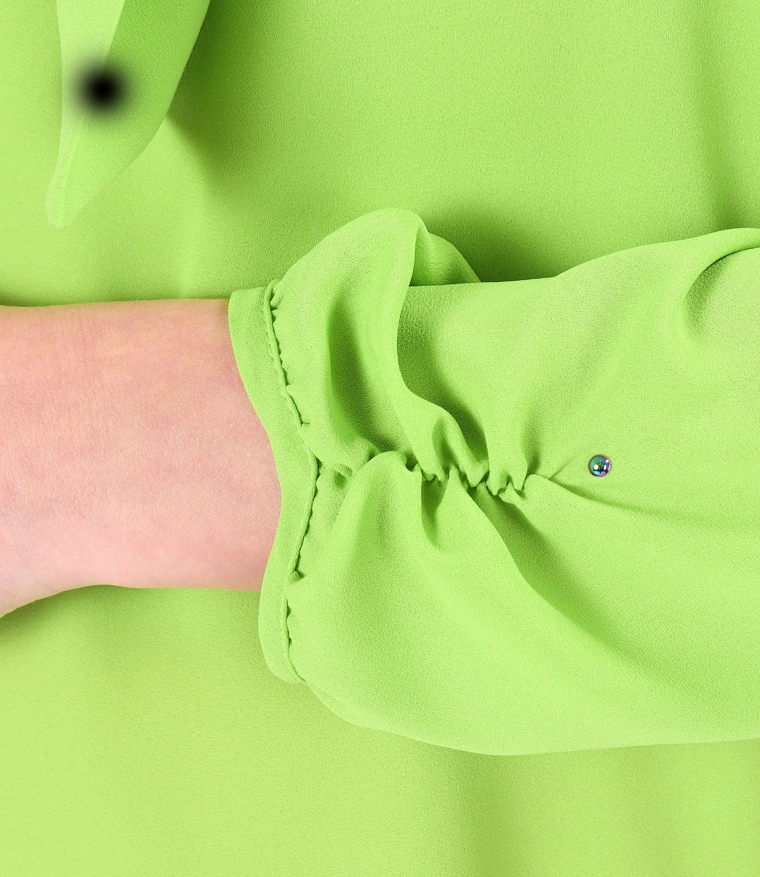 Bluza cu maneci lungi si guler tip esarfa verde neon - YOKKO