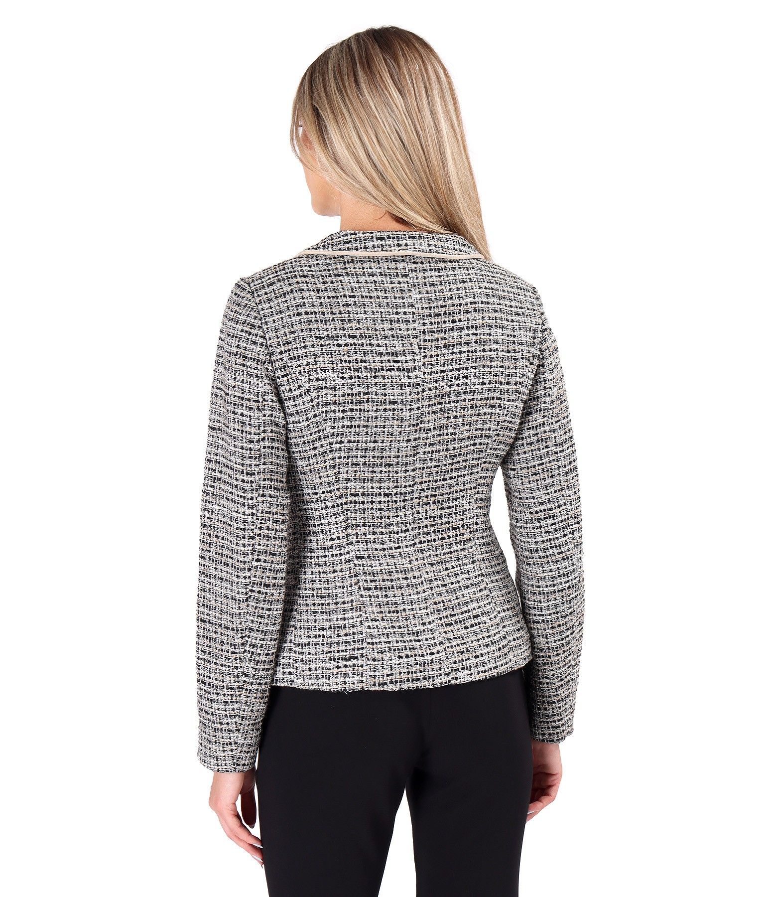 Sacou elegant din bucle cu viscoza si fir metalic gri - YOKKO