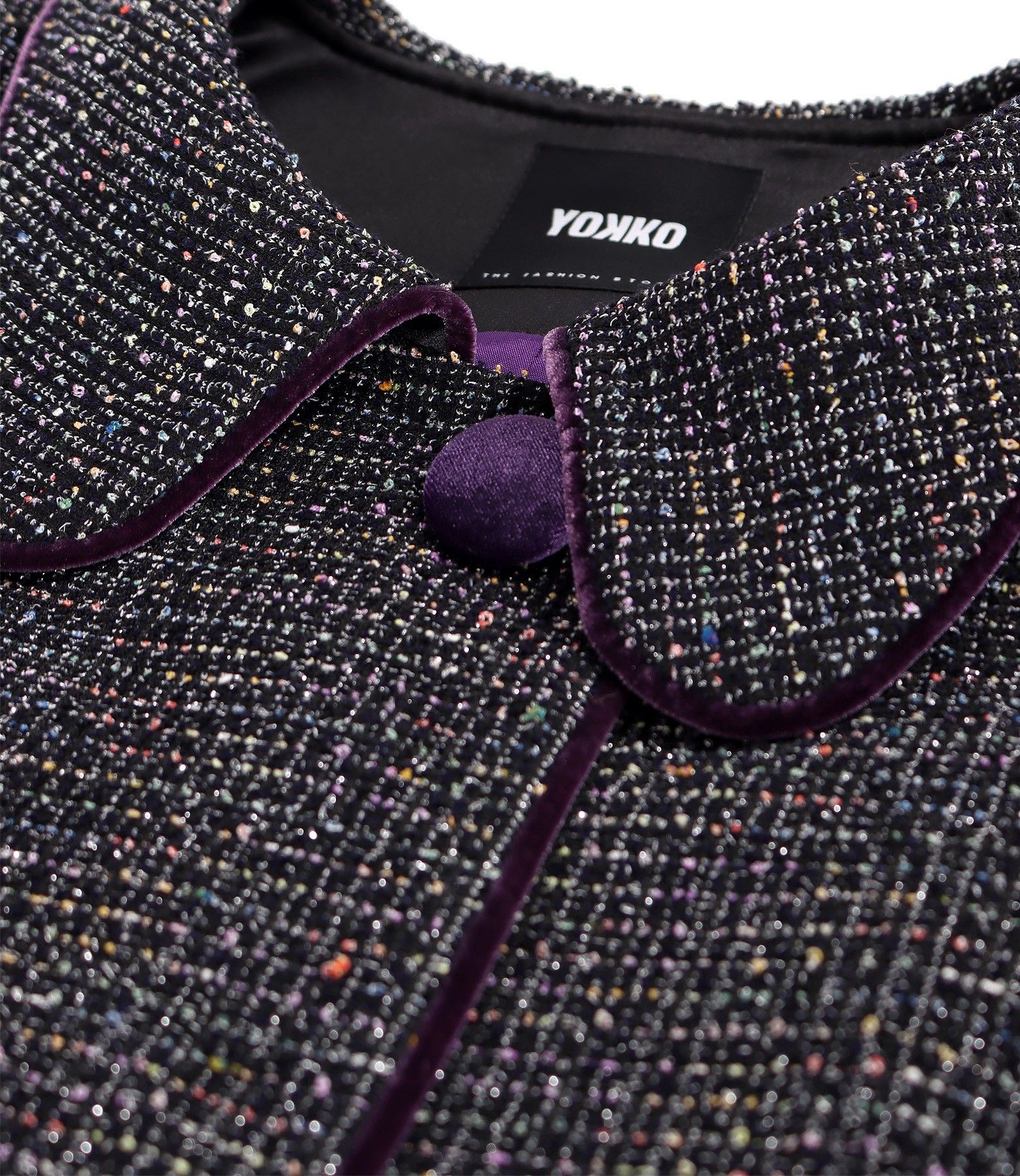 Sacou elegant din bucle multicolor cu viscoza si fir metalic negru - YOKKO