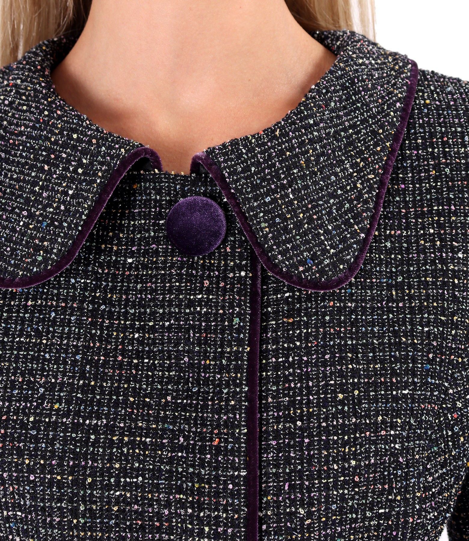 Sacou elegant din bucle multicolor cu viscoza si fir metalic negru - YOKKO