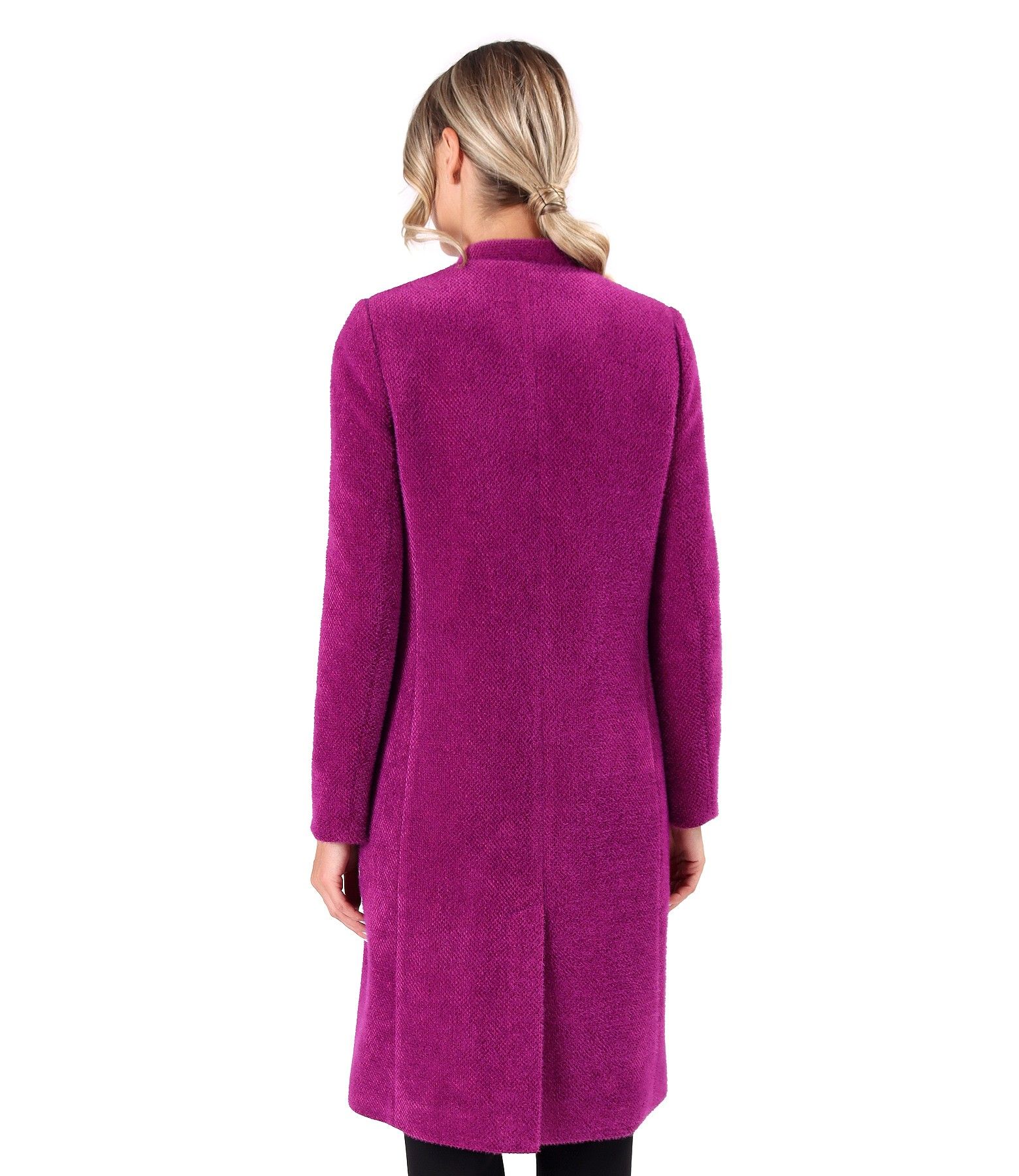 Jacheta eleganta din bucle cu guler stei magenta - YOKKO