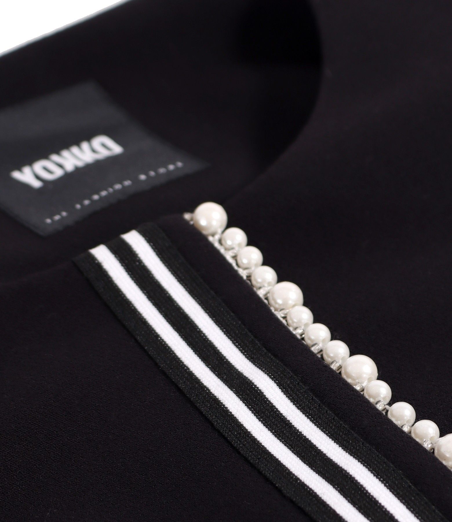 Sacou elegant cu perle decorative pe fata negru - YOKKO
