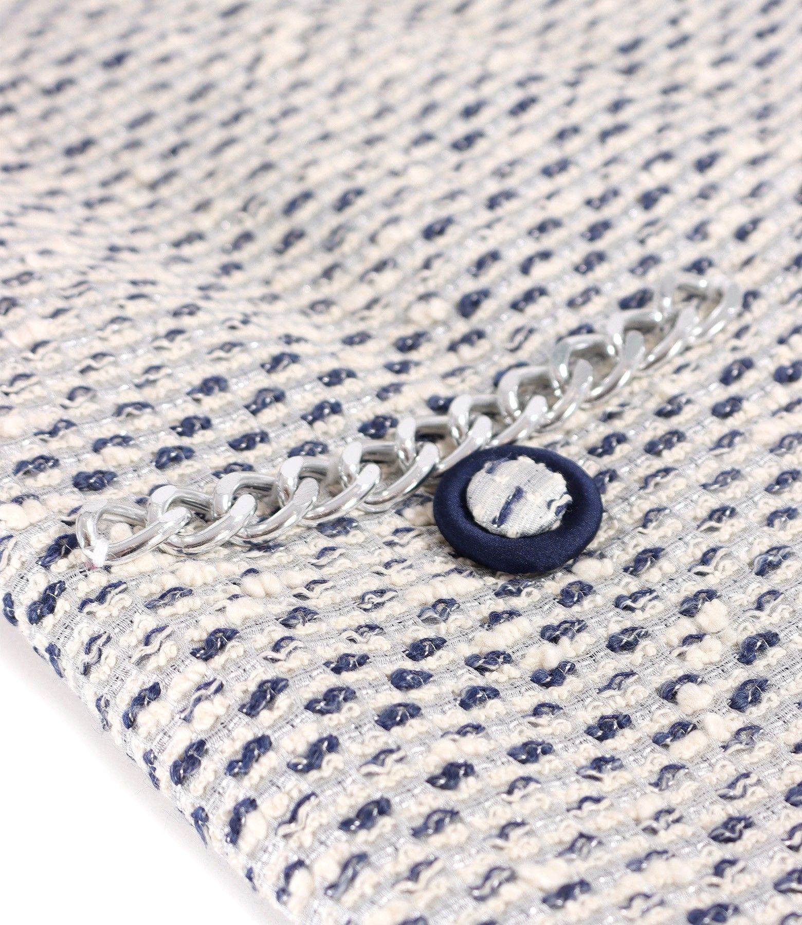 Sacou elegant din bucle de bumbac cu fir metalic bleumarin - YOKKO