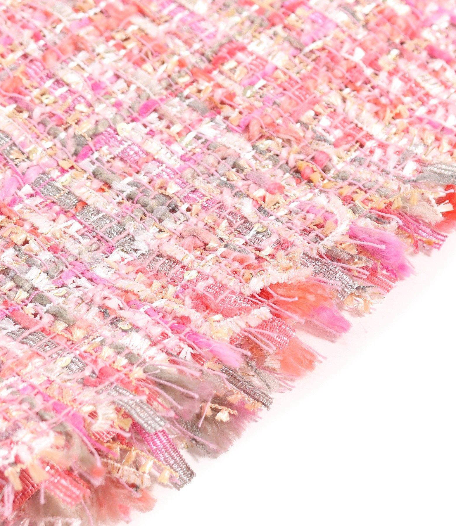 Fusta creion din bucle multicolor cu fir metalic roz - YOKKO