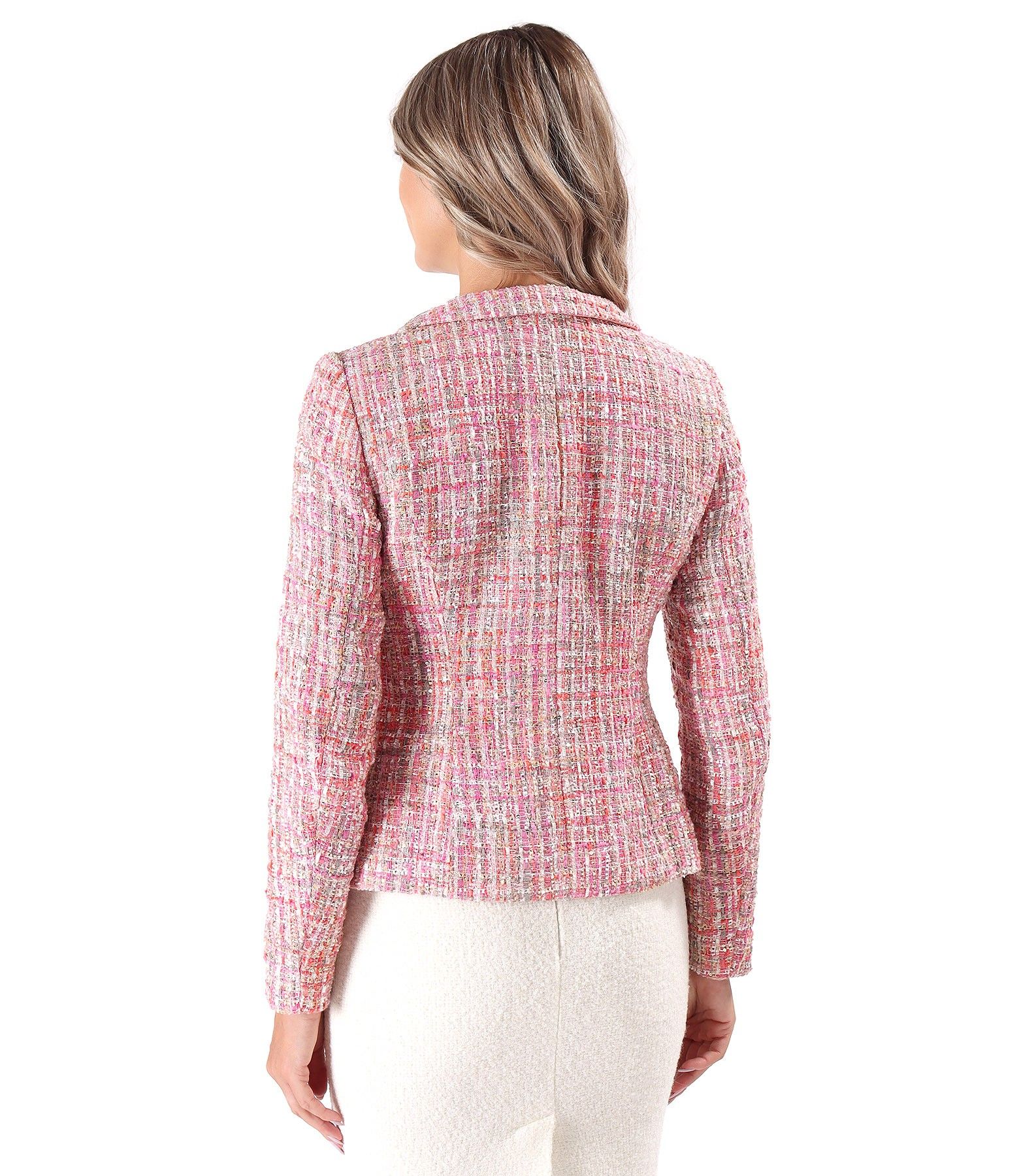Sacou elegant din bucle multicolor cu fir metalic roz - YOKKO
