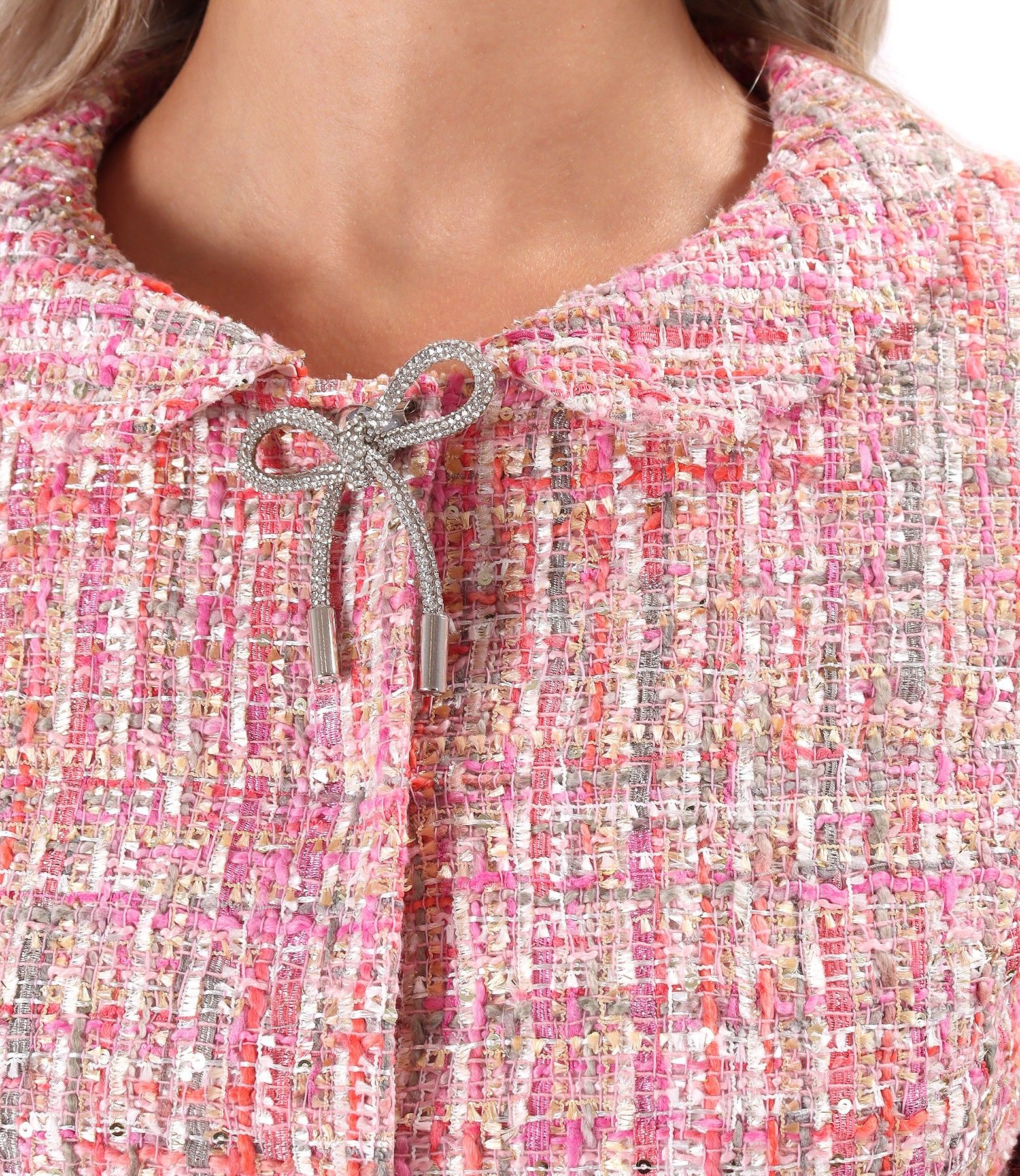Sacou elegant din bucle multicolor cu fir metalic roz - YOKKO