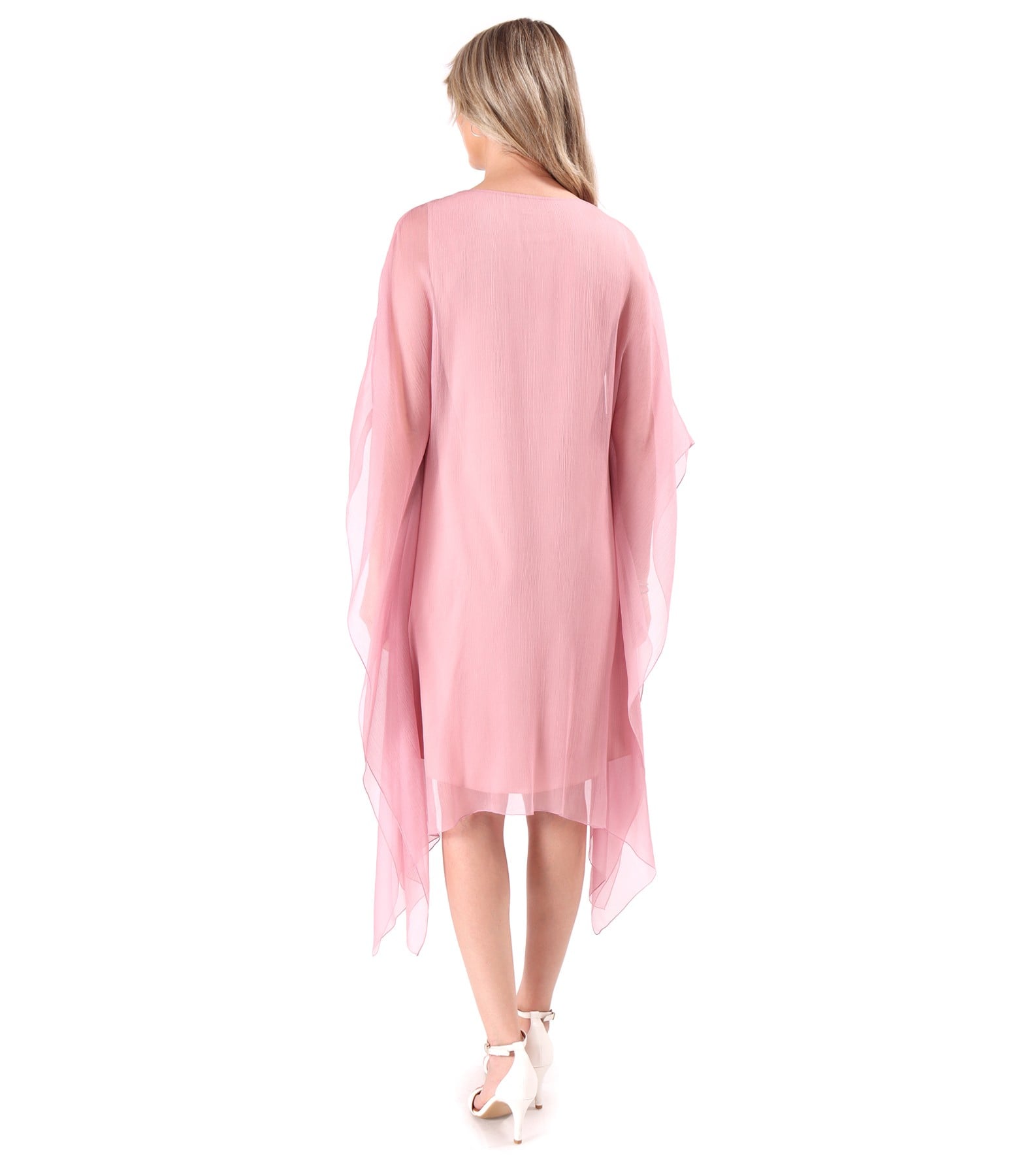 Rochie fluture din voal de matase naturala roz - YOKKO