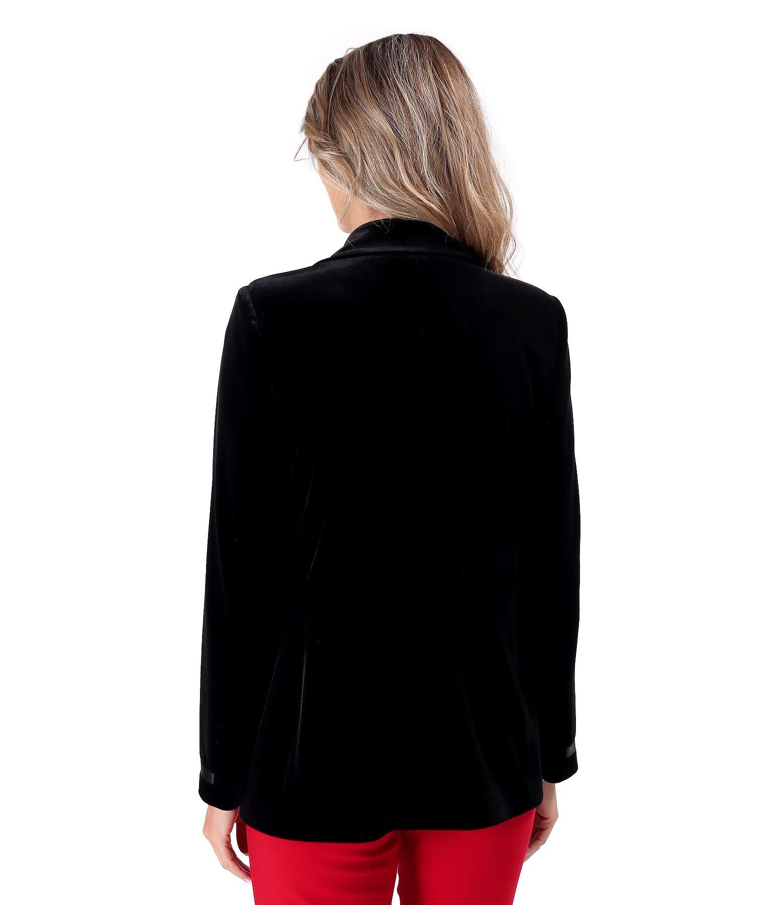 Sacou office din catifea elastica neagra negru - YOKKO