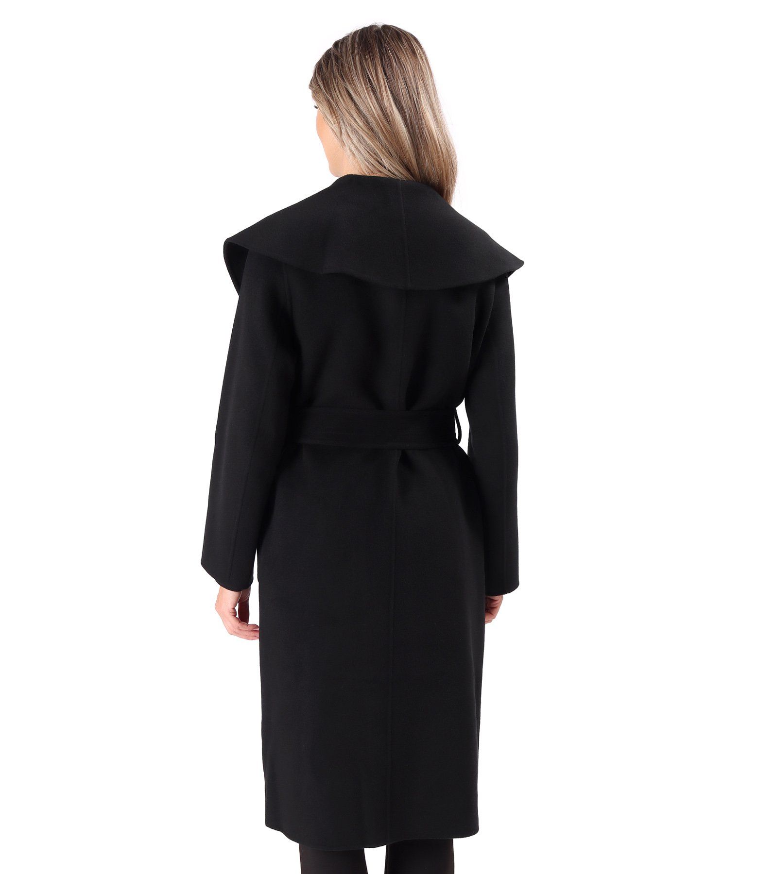 Pardesiu elegant din stofa cu lana si casmir negru - YOKKO