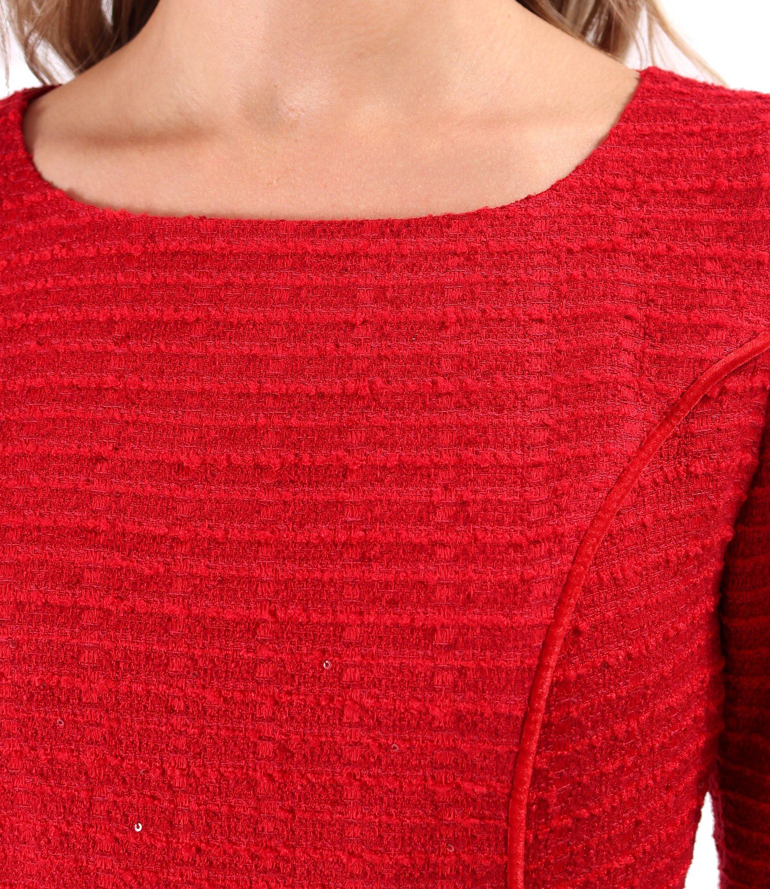 Rochie eleganta din bucle cu bumbac si fir metalic rosu - YOKKO