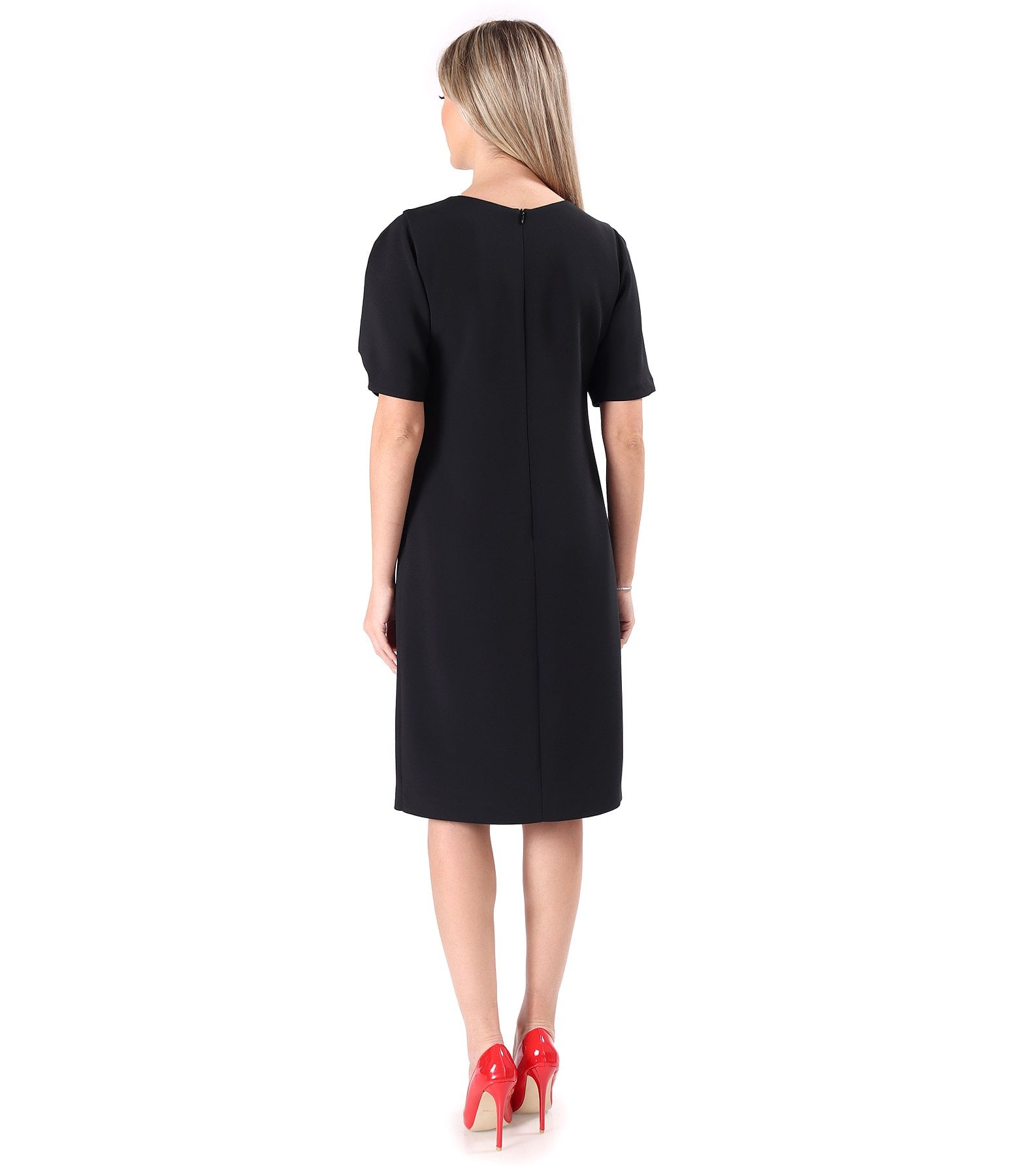 Rochie eleganta din stofa elastica cu viscoza negru - YOKKO