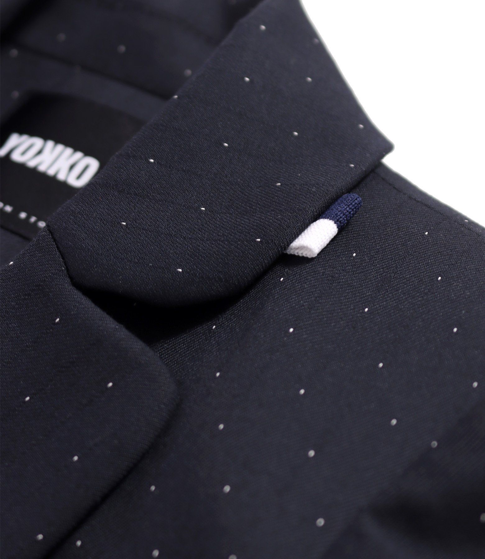 Sacou office din stofa cu picouri bleumarin - YOKKO