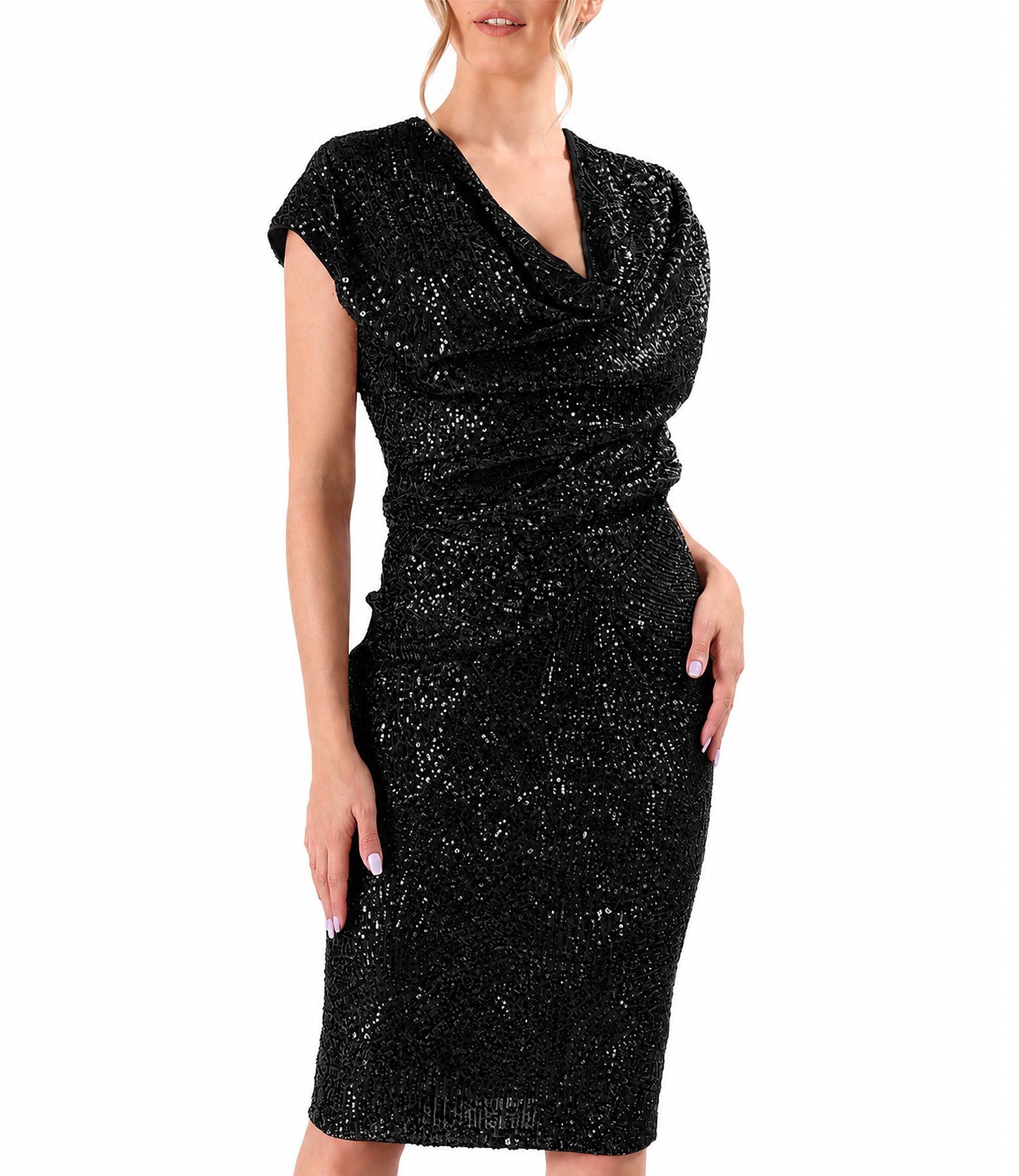 Rochie de seara din paiete negru - YOKKO